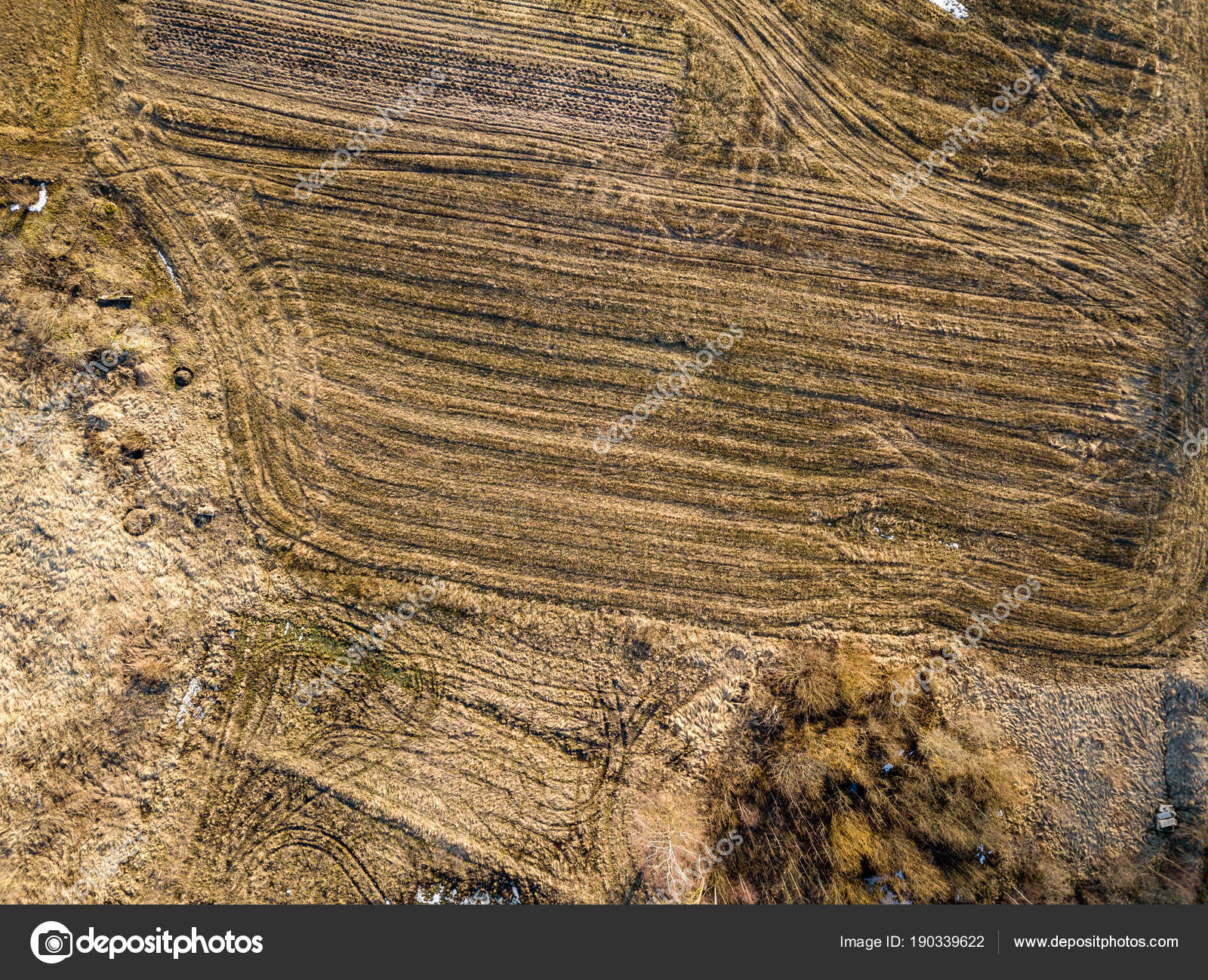 Drone image. aerial view of rural area with houses and road netw ...