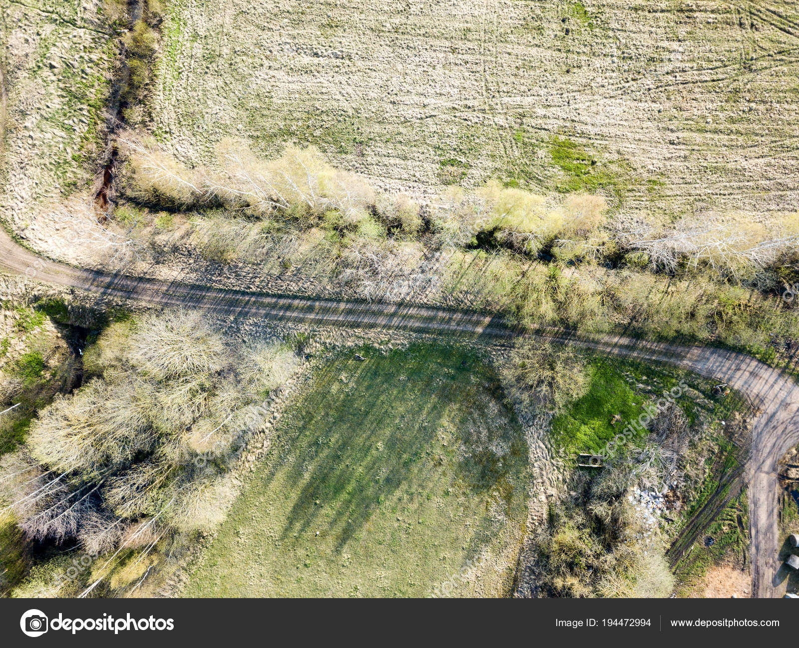 Drone image. aerial view of rural area with fields and forests — Stock ...