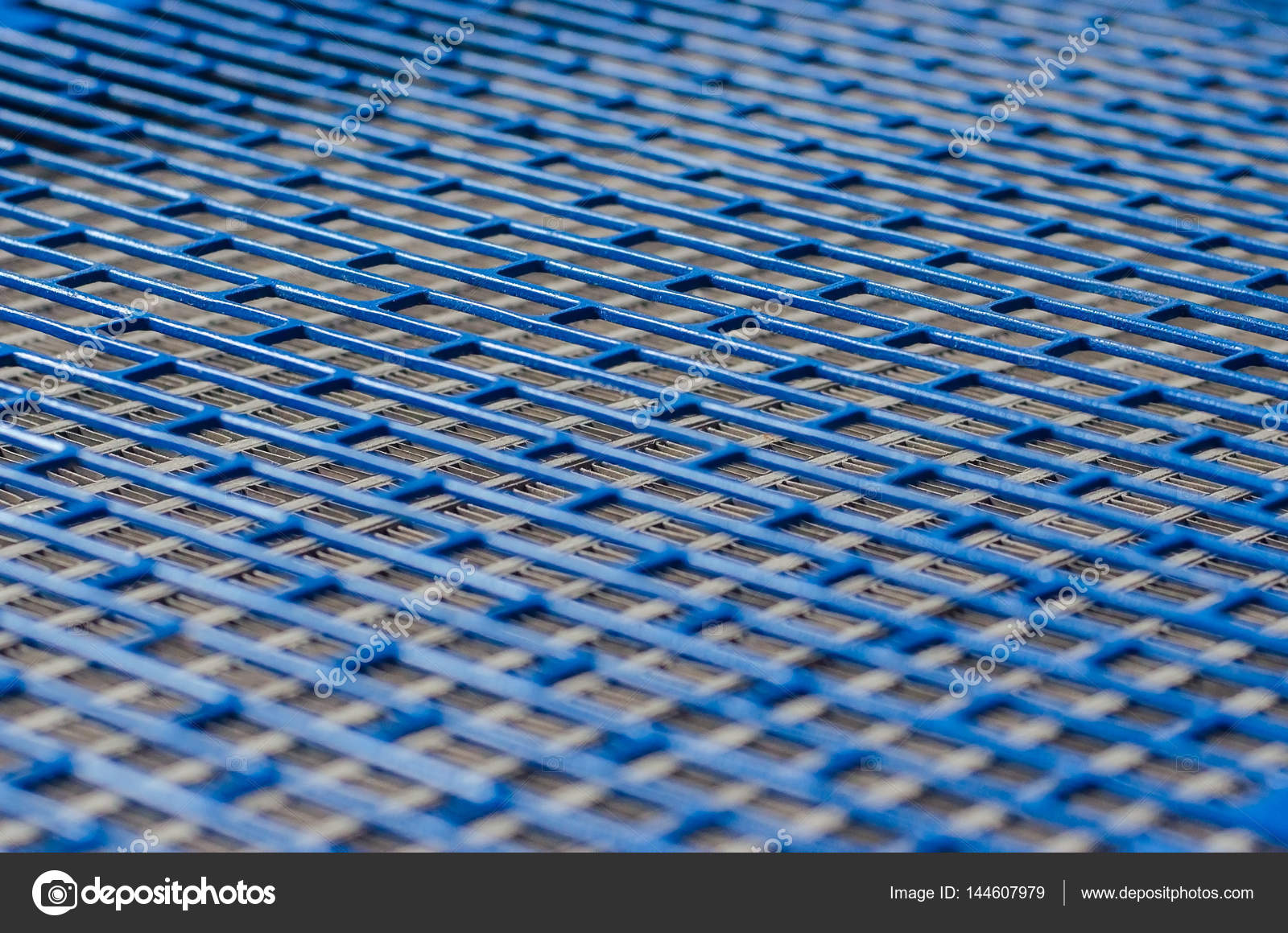 Blue metal mesh texture with rectangular holes — Stock Photo ...