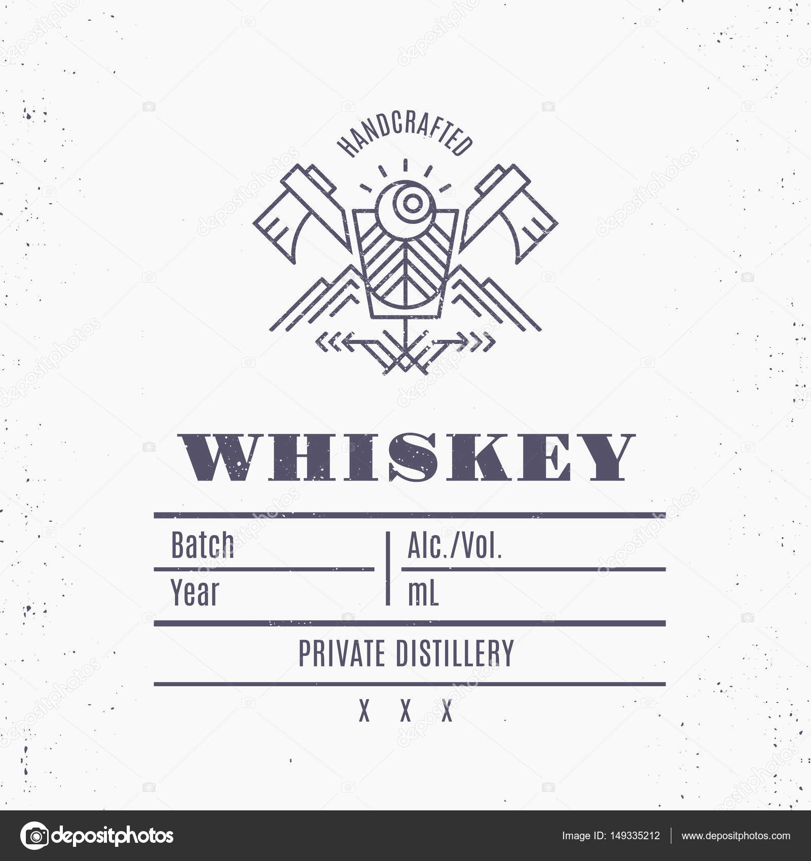 Vintage alcohol drink label design with ethnic elements in thin line ...
