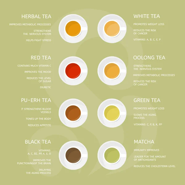 Chinese tea classification. Tea infographics. Types of tea infographics ...