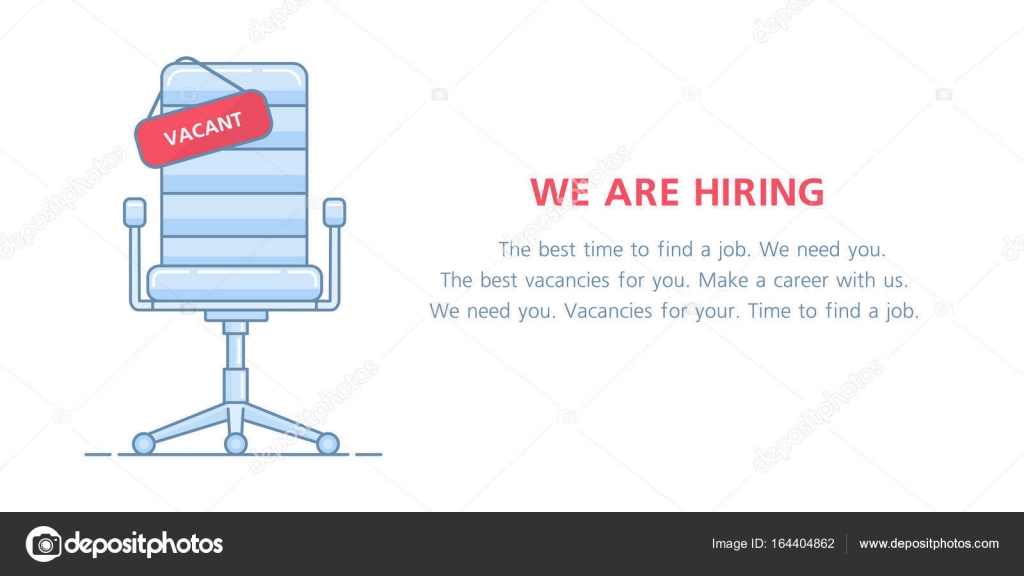 Business hiring and recruiting. Office chair and a sign vacant. Linear ...