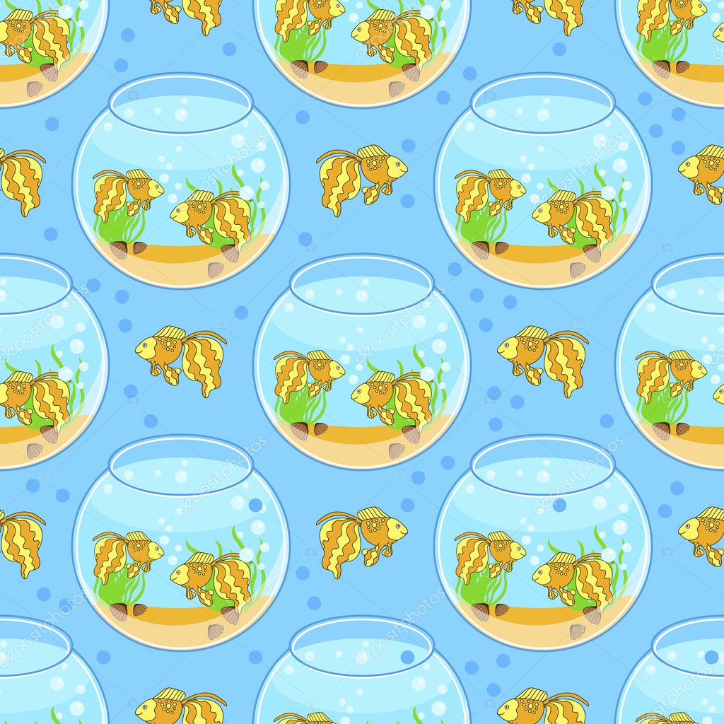 Fish bowl pattern | Fishbowl pattern with fish and decorations ...