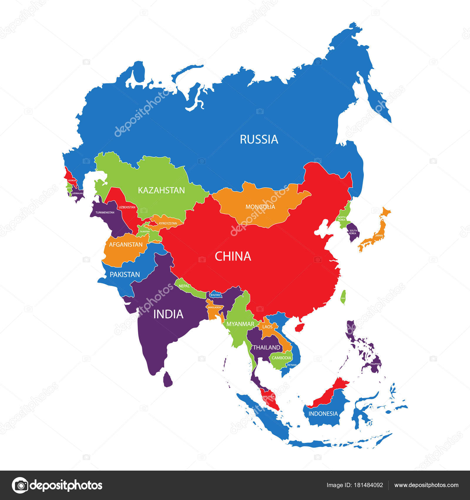 Asia map raster Stock Illustration by ©viktorijareut #181484092