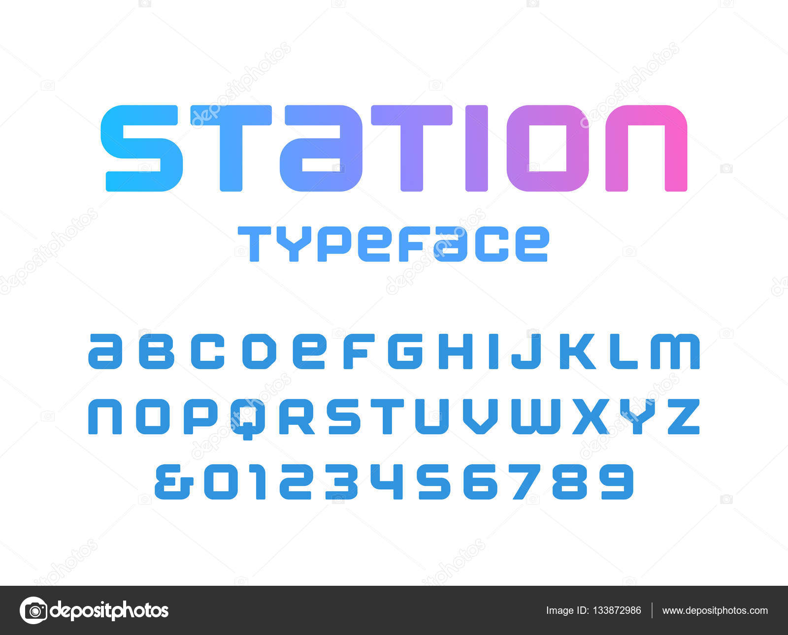 Fuente cuadrada redondeada. Alfabeto vectorial con letras latinas y ...