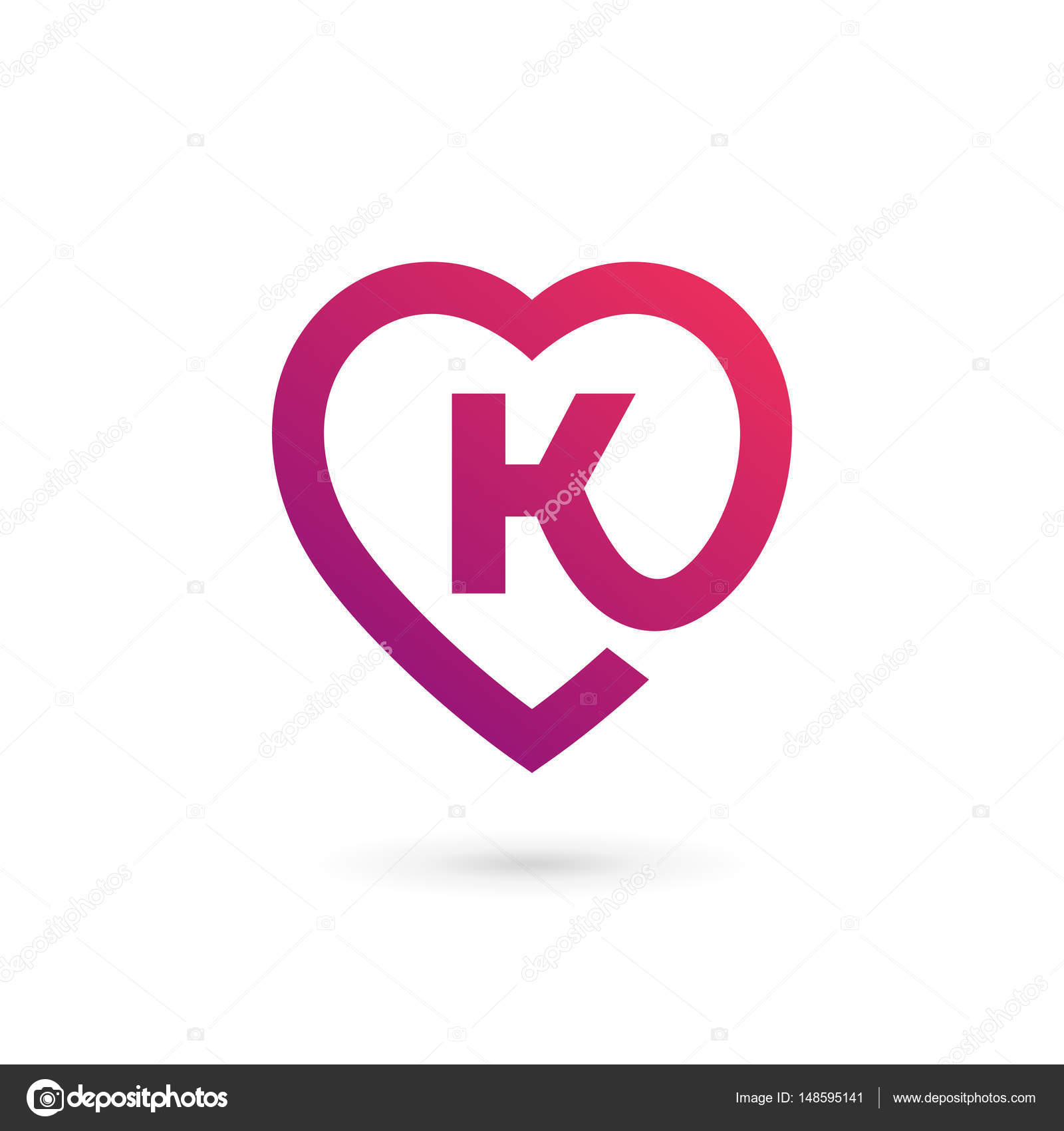 K Letter With Heart Images