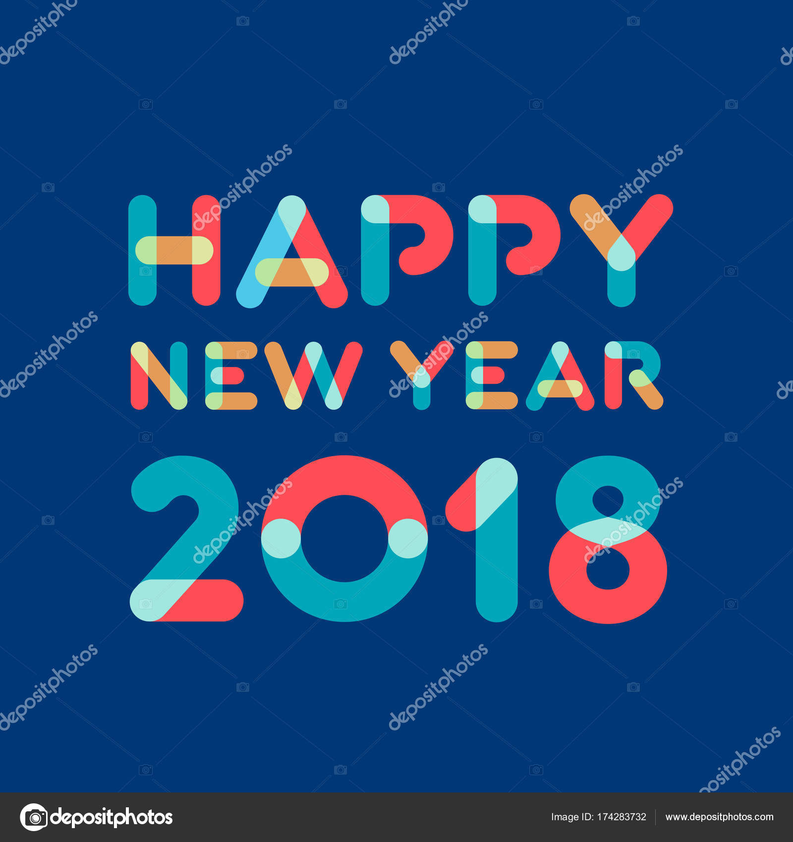 Happy new year 2018 greeting card design Stock Vector by ©arbuzu 174283732