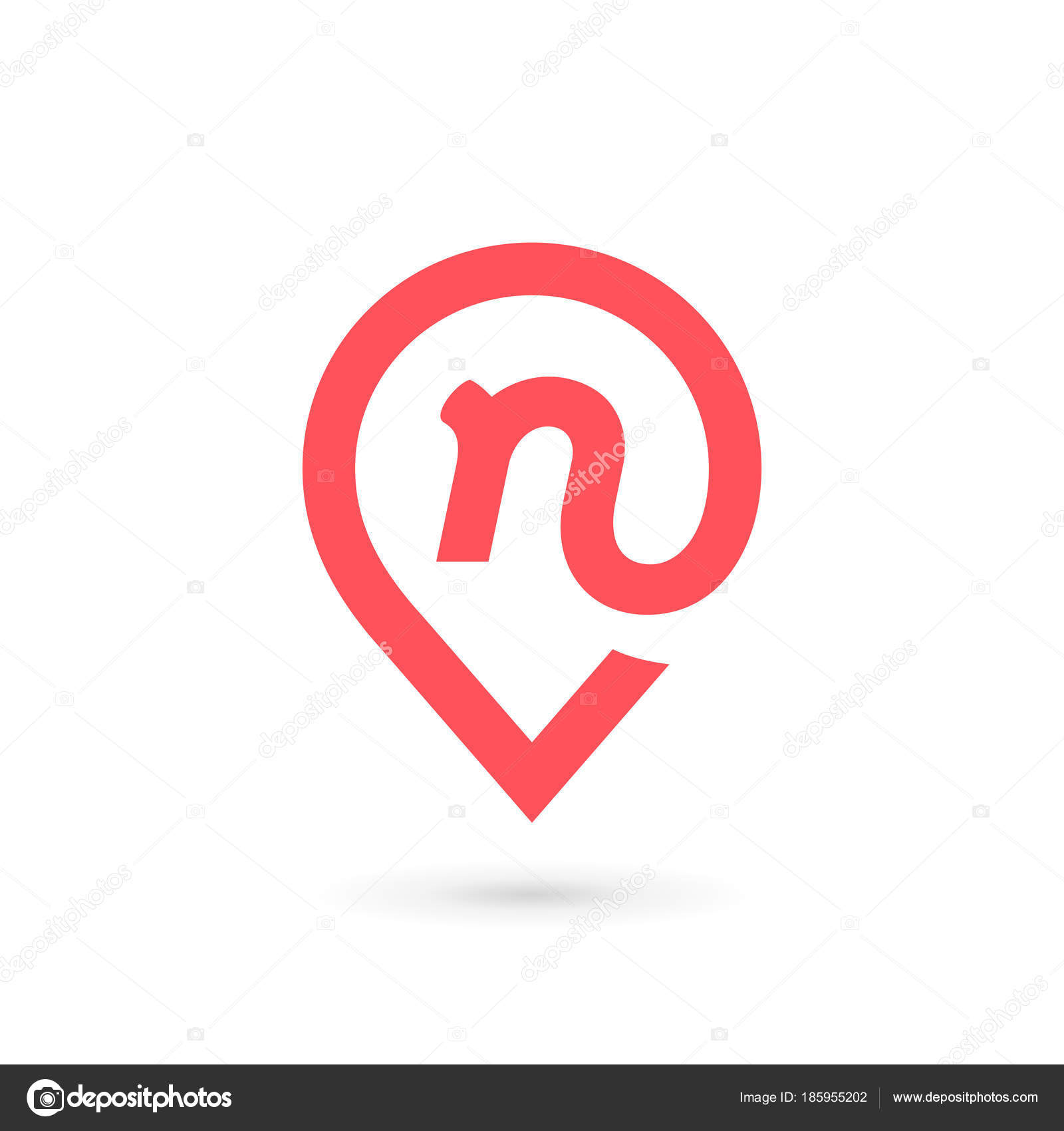 Letra N geotag logo icono de diseño de elementos de plantilla Vector de ...