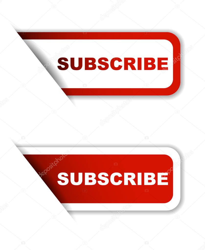 Subscribe banner | Red vector subscribe, sticker subscribe, banner ...
