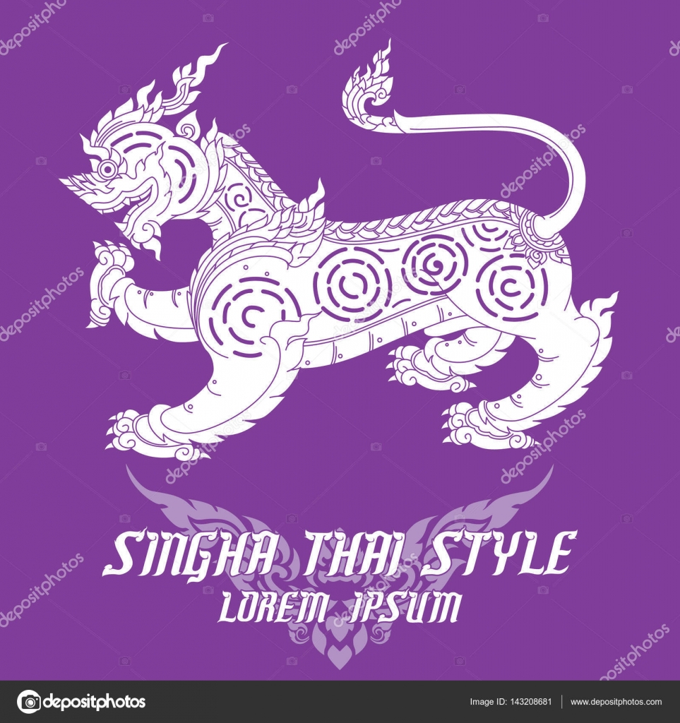 Download - Thai art lion or singha. Detailed vector illustration ...