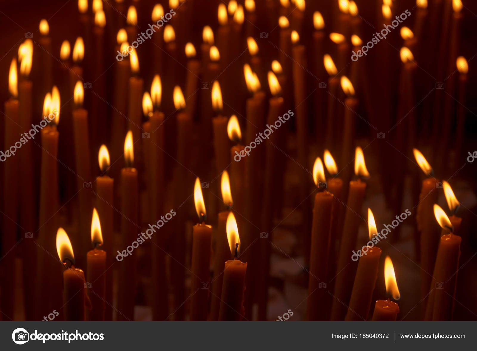 Many Burning Wax Candles Temple — Stock Photo © gutaper #185040372