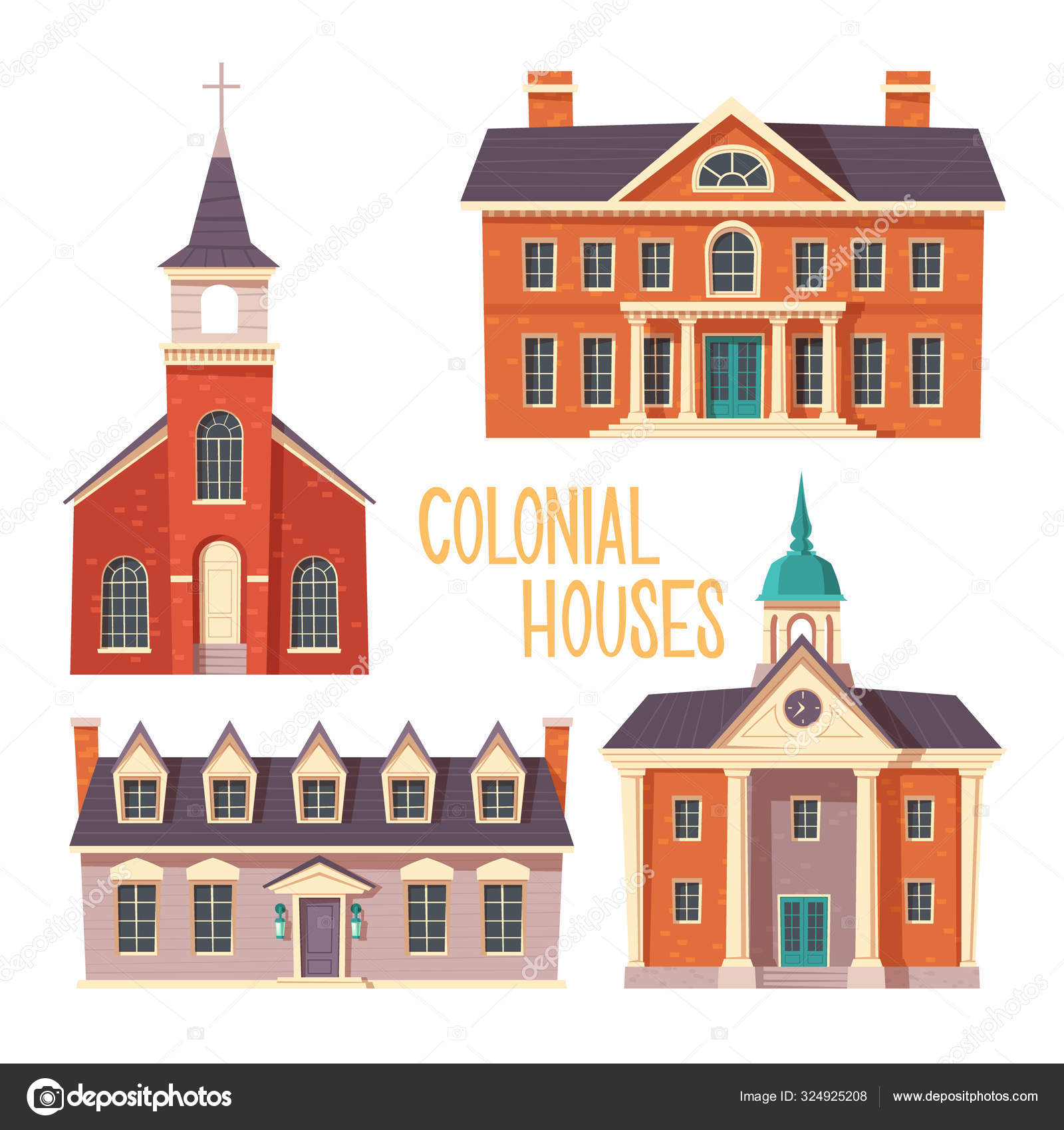 Urban retro colonial style building cartoon Stock Vector Image by ...
