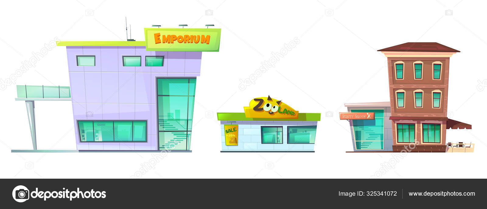 Urban retro modern building cartoon set Stock Vector Image by ©klyaksun ...