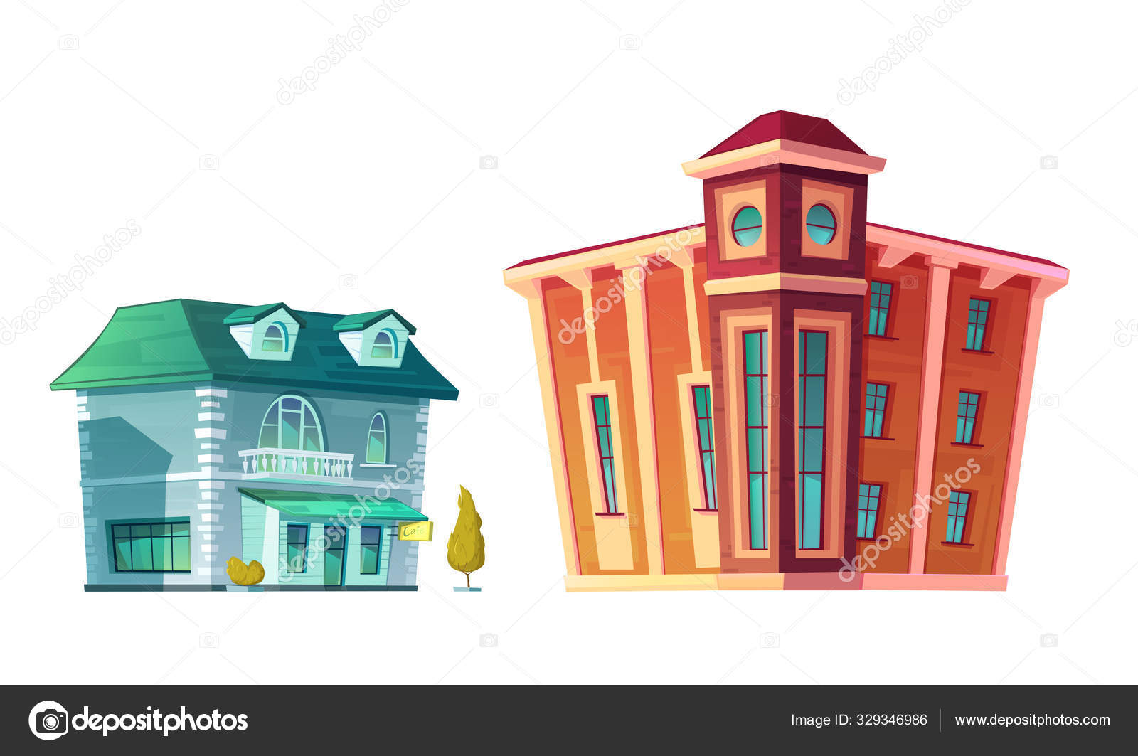 Urban retro building cartoon set Stock Vector Image by ©klyaksun #329346986