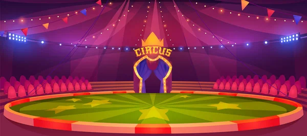 Circus Cartoon Stage Ring Vector Background Carnival Tent Arena Scene ...