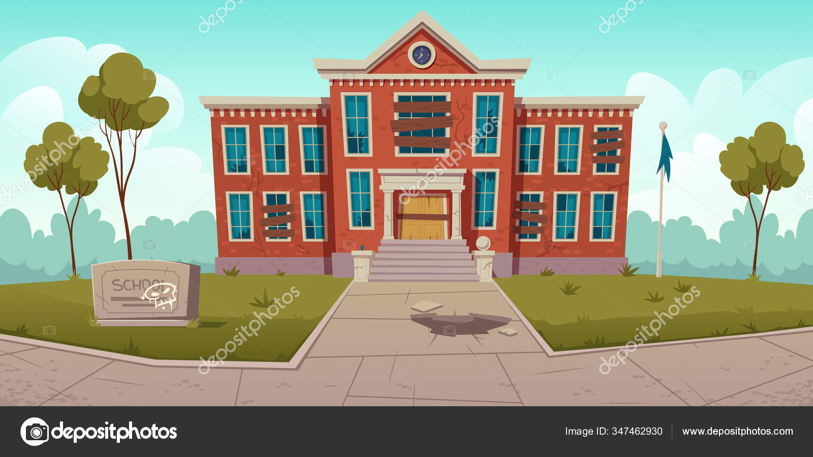 Run Down School Building