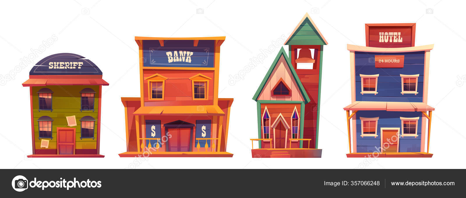 Wild west buildings set, cowboy style design. Stock Vector Image by ...