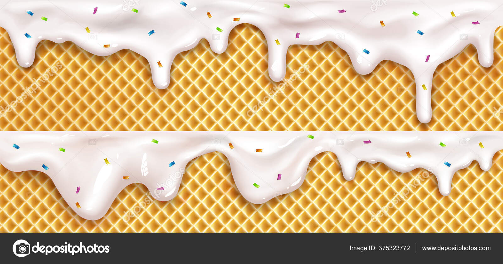 Realistic drip ice cream melt drops with sprinkles Stock Vector Image ...