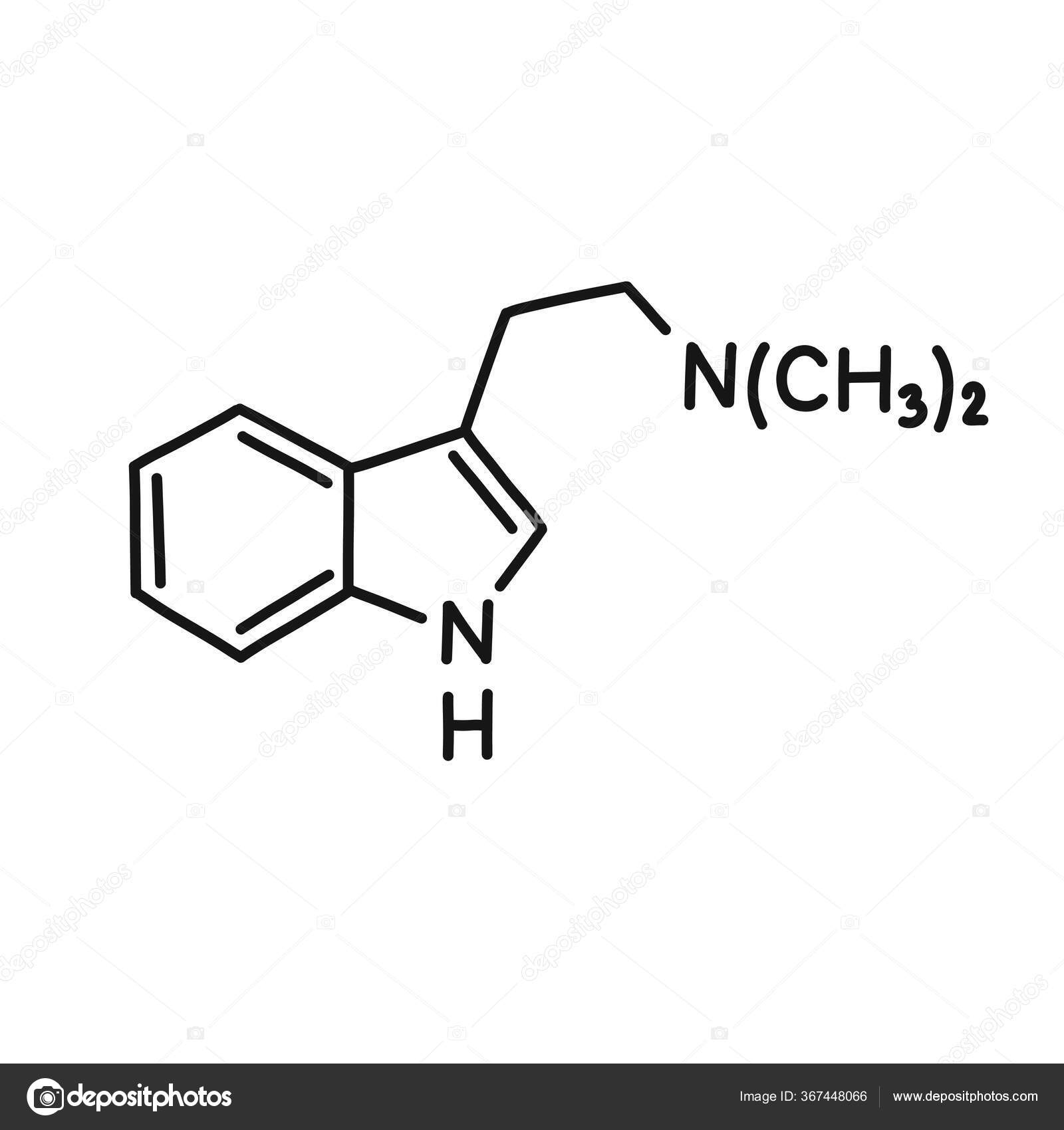 Dmt Dimetiltriptamina Fórmula Química Garabato Icono Línea Vectorial ...