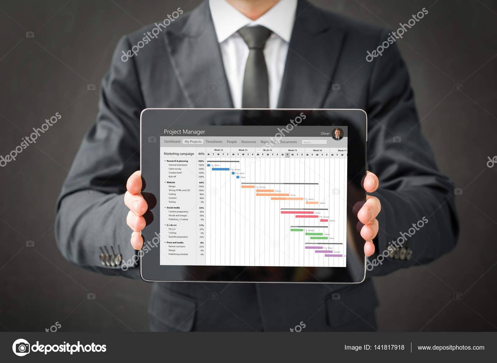 Project management software on tablet — Stock Photo © grinvalds #141817918