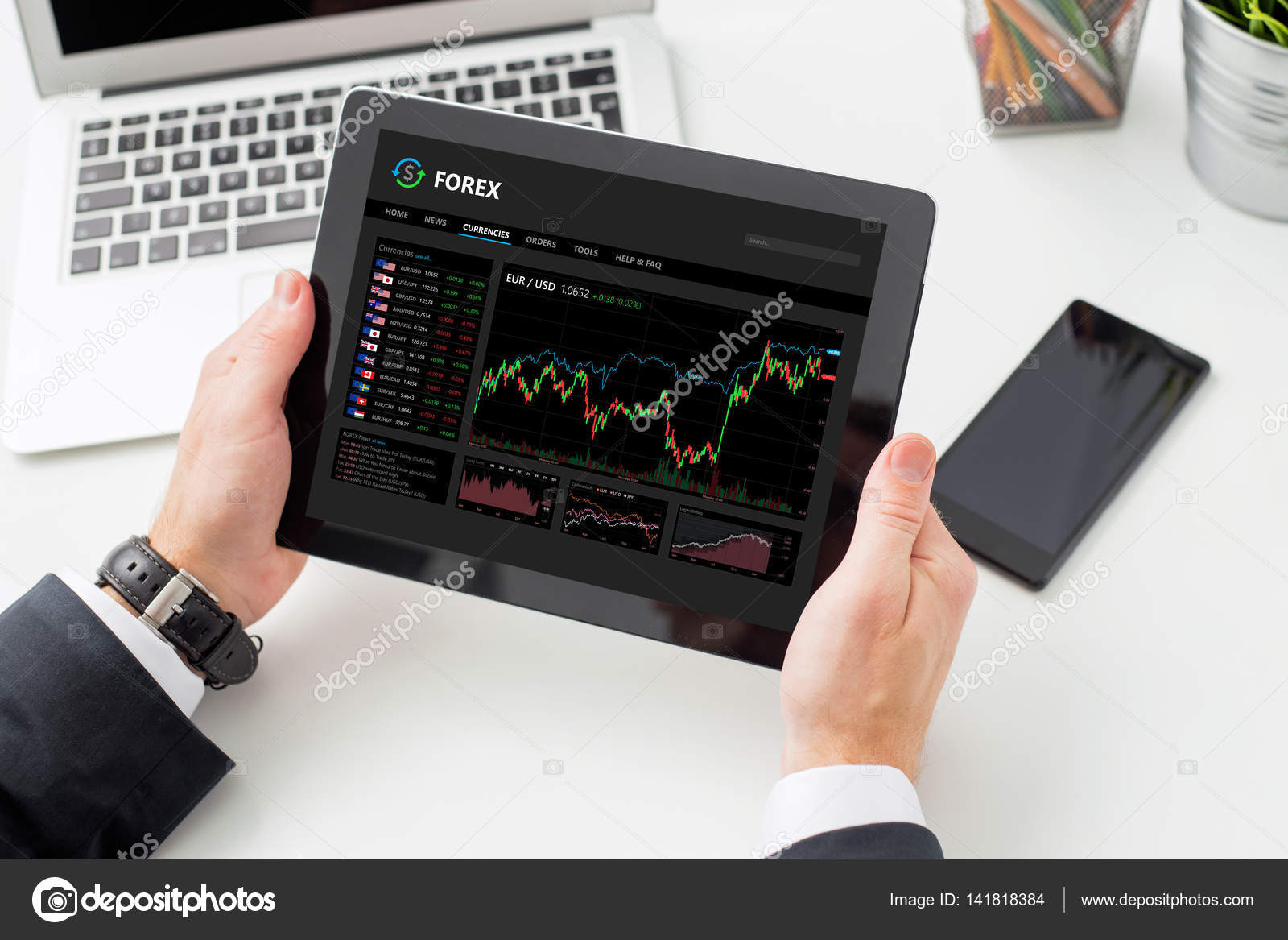 Person using Forex trading software — Stock Photo © grinvalds #141818384