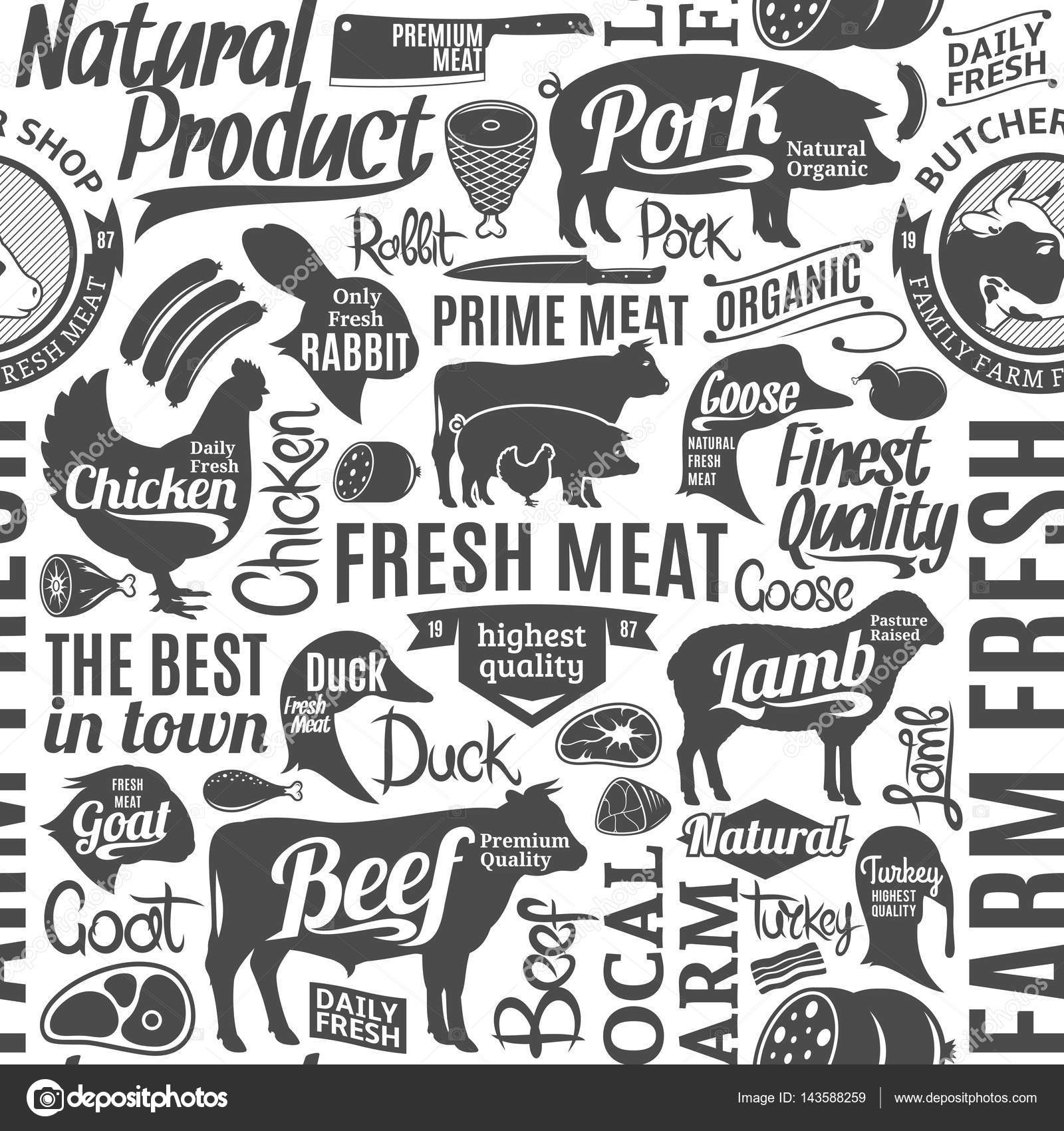 Typographic vector butchery seamless pattern or background Stock Vector ...