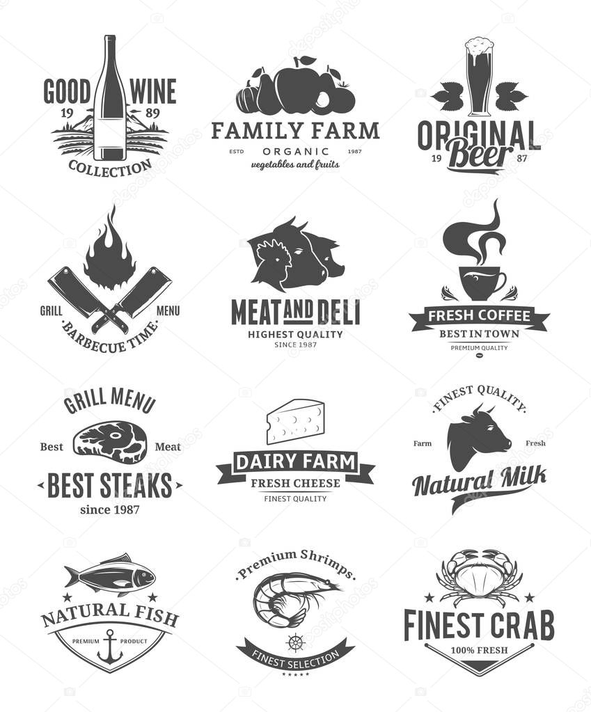 Vector colección de logotipos de alimentos 2022