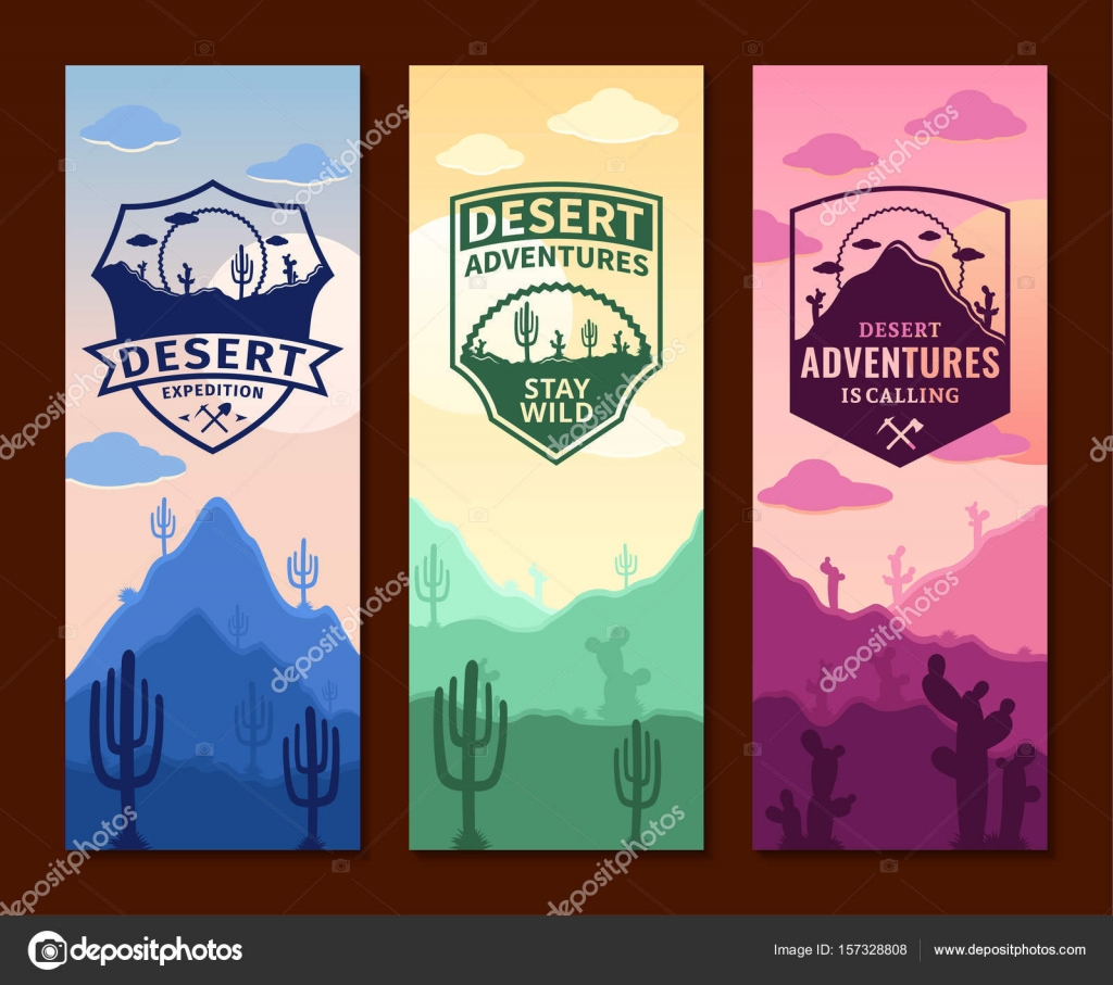 Desert adventures vertical banner set Stock Vector Image by ...