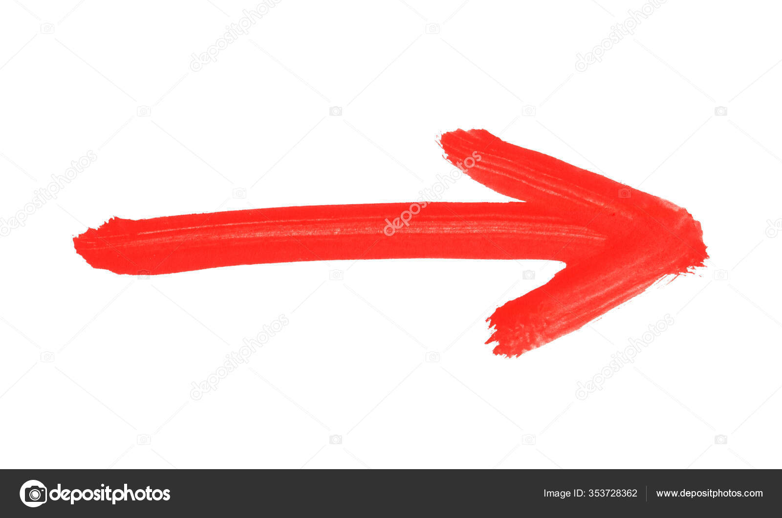 Hand Painted Paintbrush Arrow Red Color Showing Right Stock ...