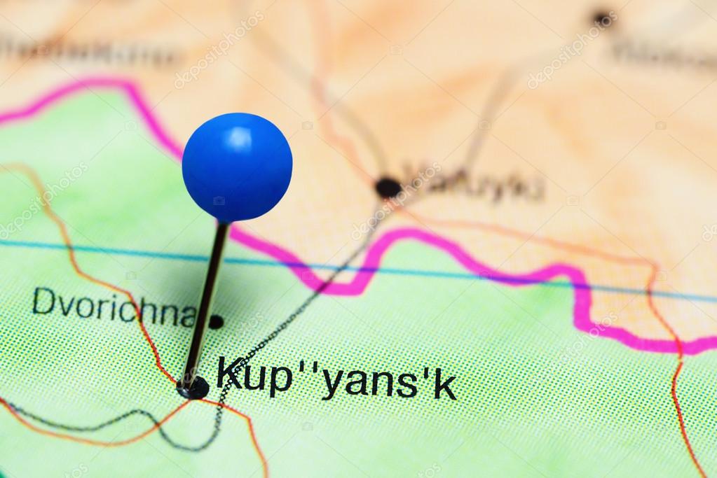 Kupyansk pinned on a map of Ukraine Stock Photo by ©dk_photos 127846400