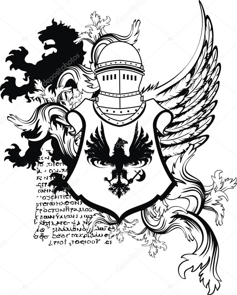Heraldic Medieval Helmet Shield Coat Of Arms Tattoo10 — Stock Vector