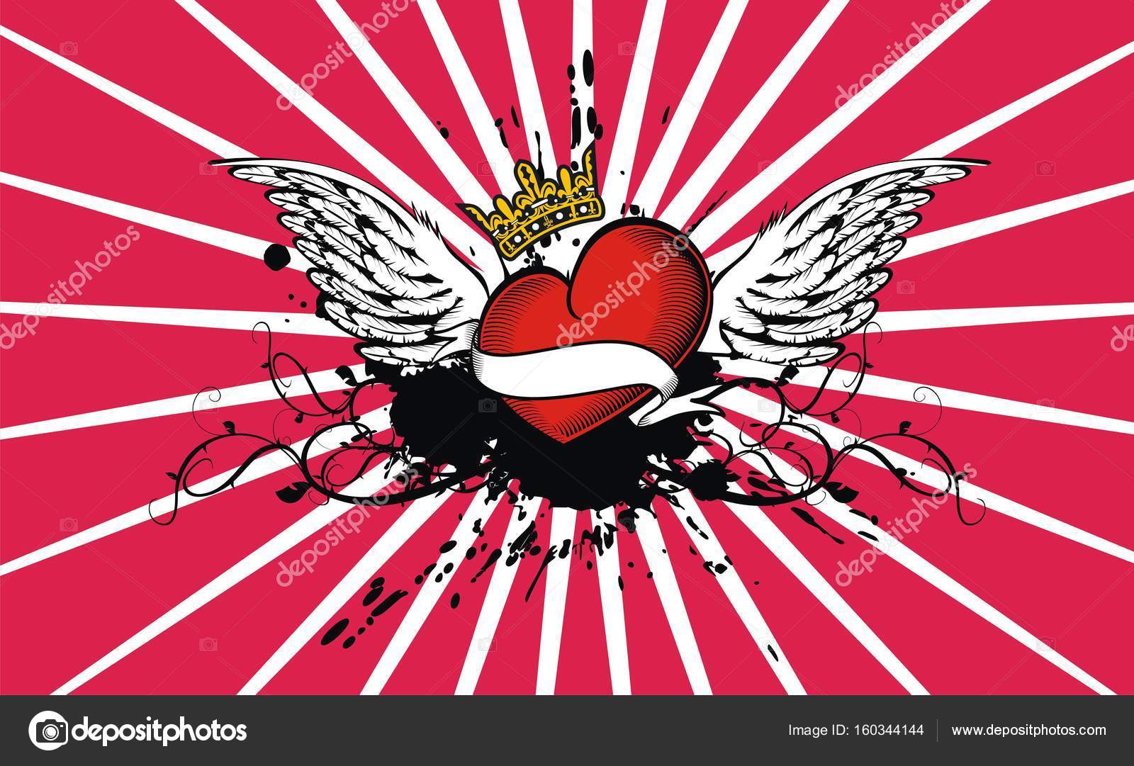 Winged heraldic heart tattoo background8 Stock Vector Image by ...