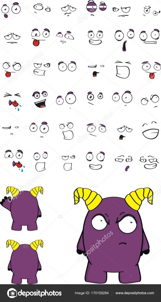 Funny monster cartoon expressions set Stock Vector Image by ©hayashix23 ...