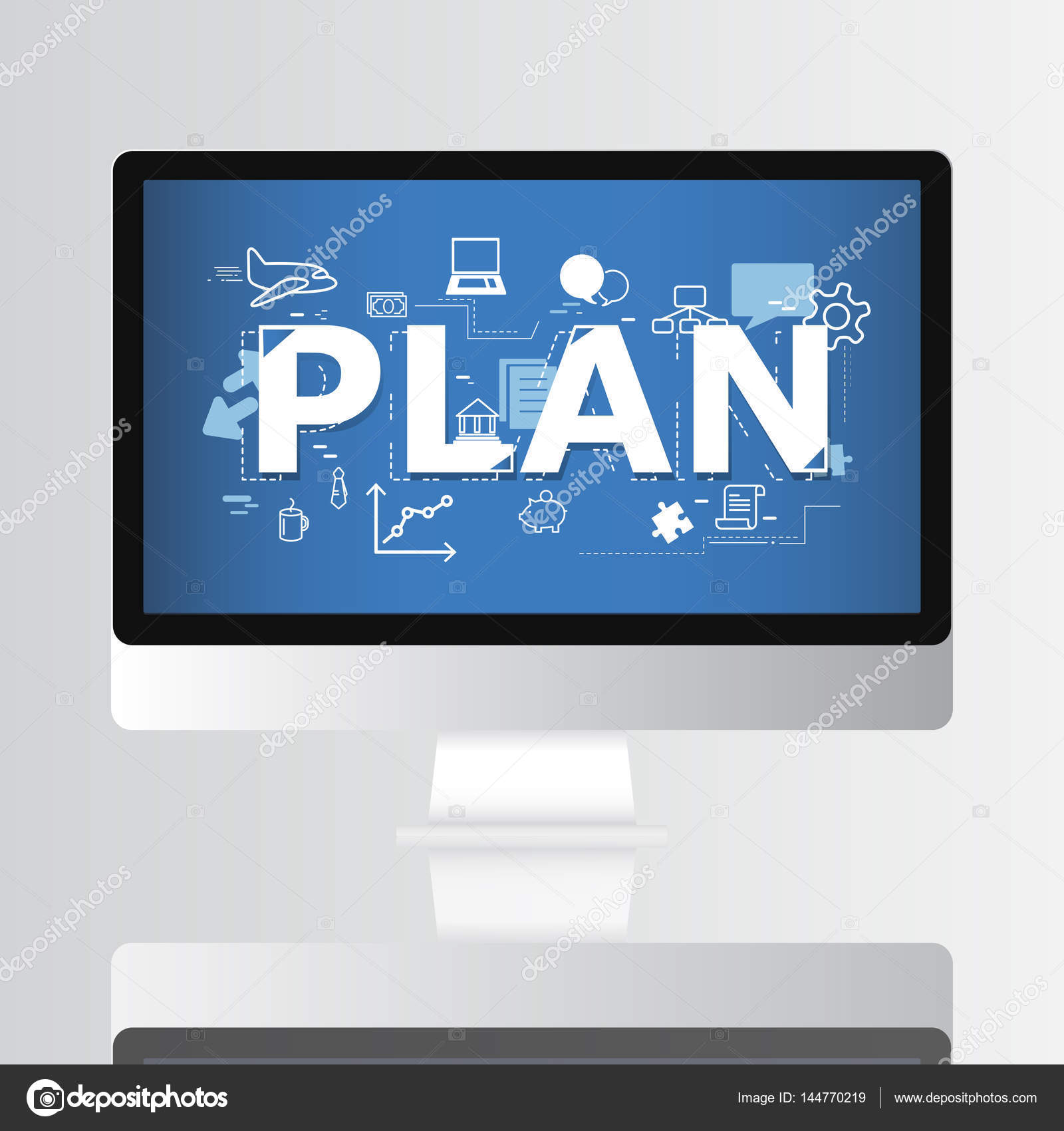 Plan Graphic on Computer Screen Concept. — Stock Photo ...