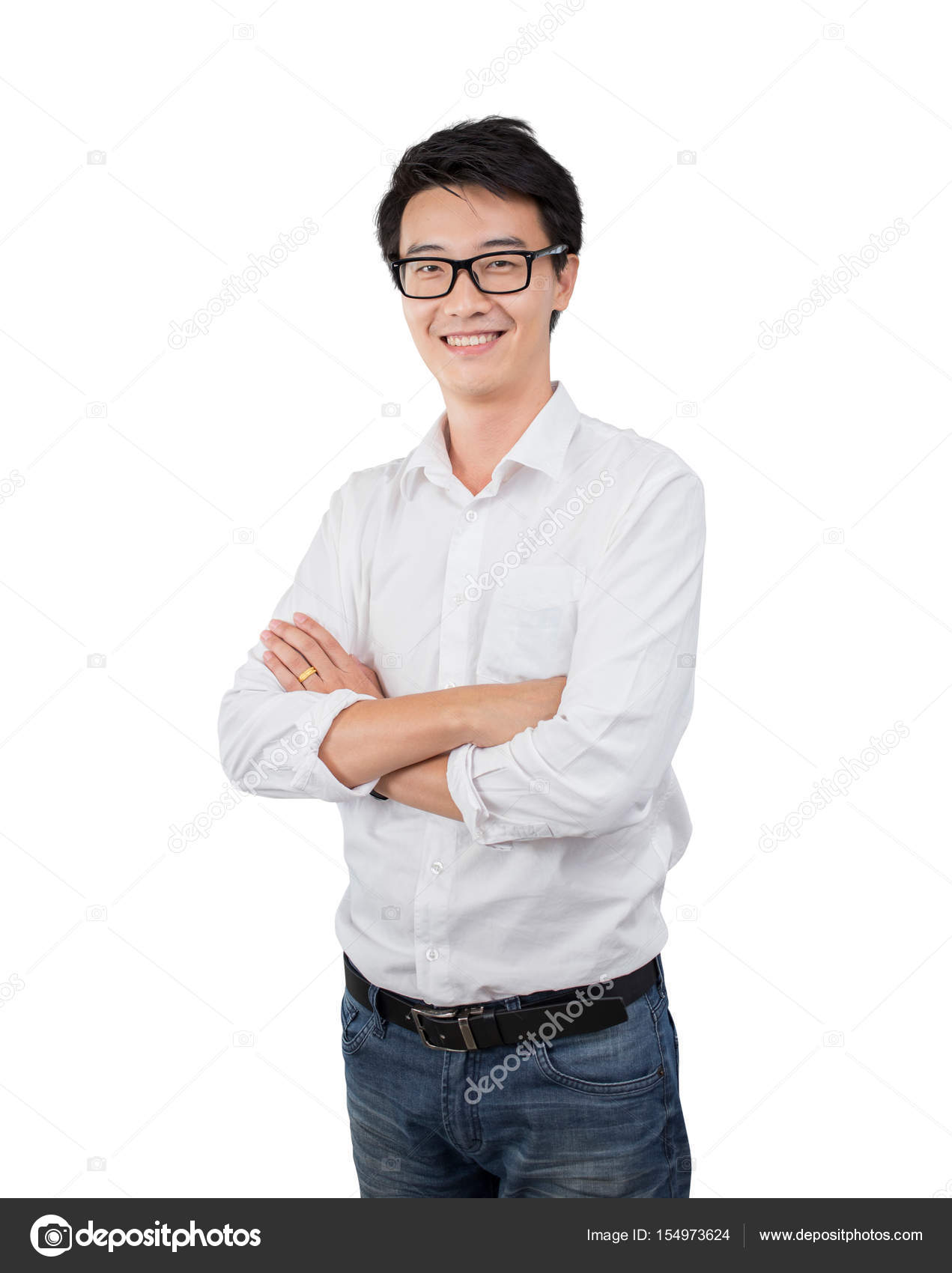 Smart asian businessman standing isolate background. — Stock Photo ...