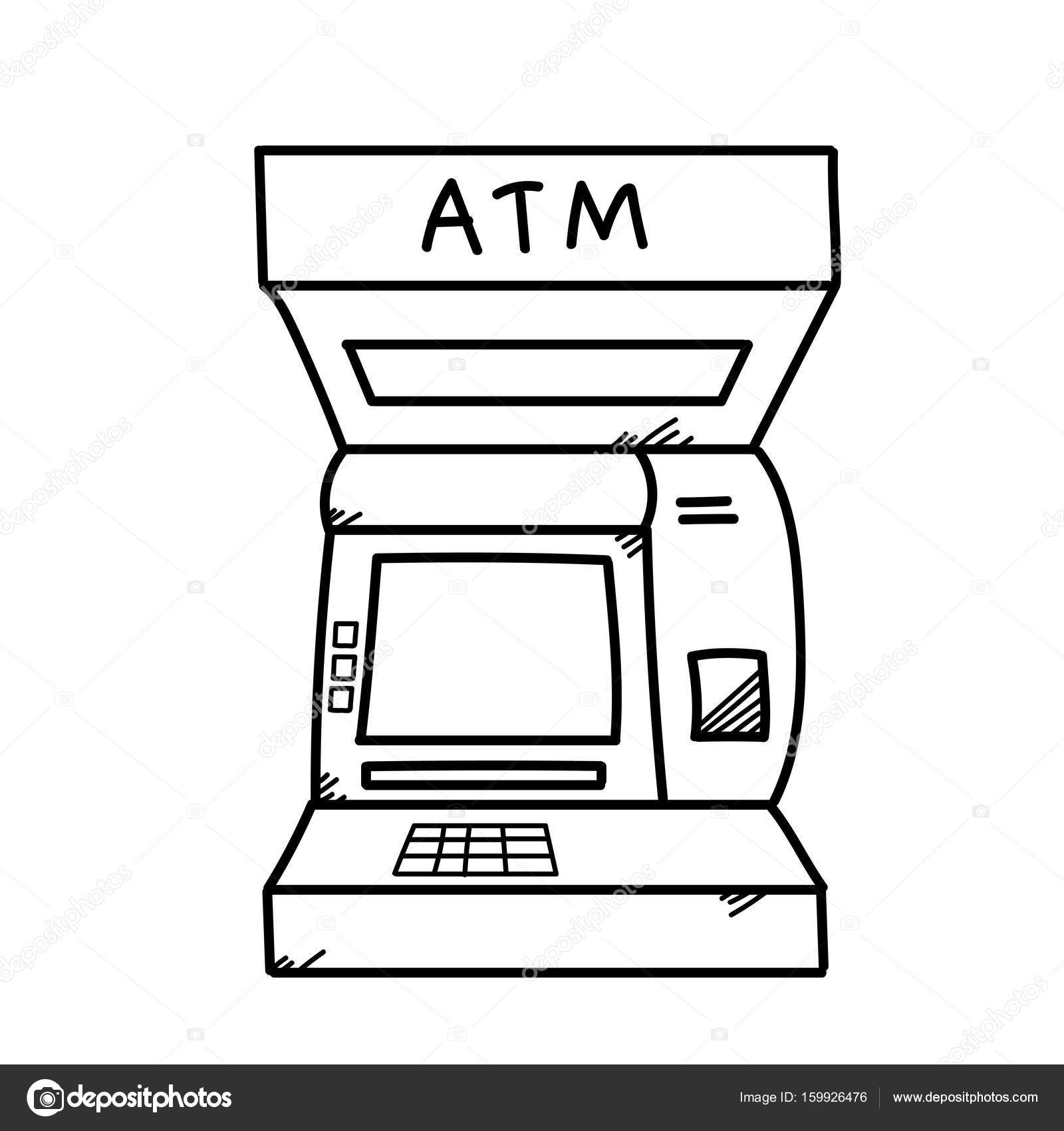 ATM machine freehand drawing illustration on white background Stock Photo by ©Bluehousestudio ...