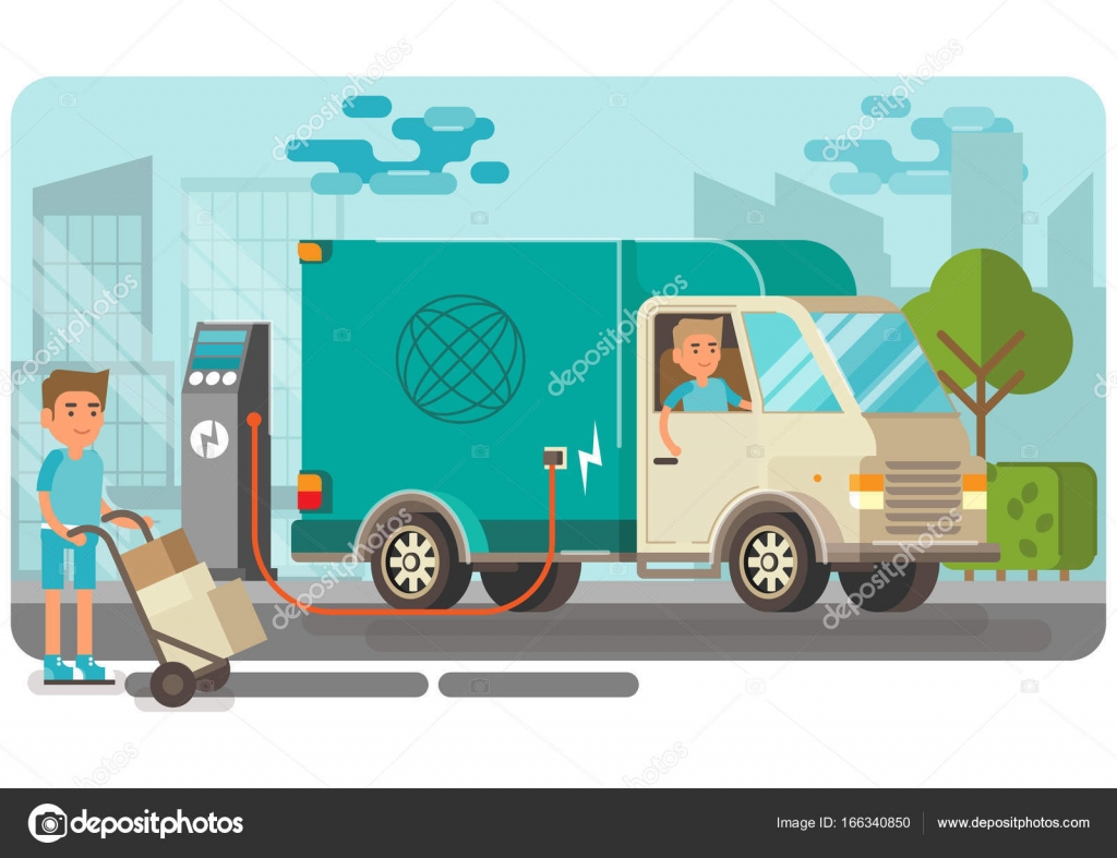 Electric van illustration Stock Vector Image by ©VectorMine #166340850