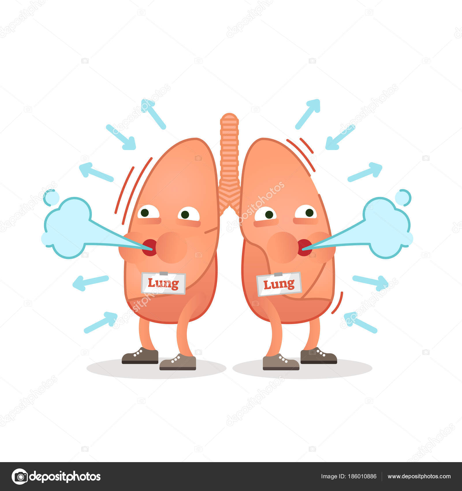 Breathing lungs character vector illustration, conceptual respiration ... Breathing lungs character vector illustration, conceptual respiration ...