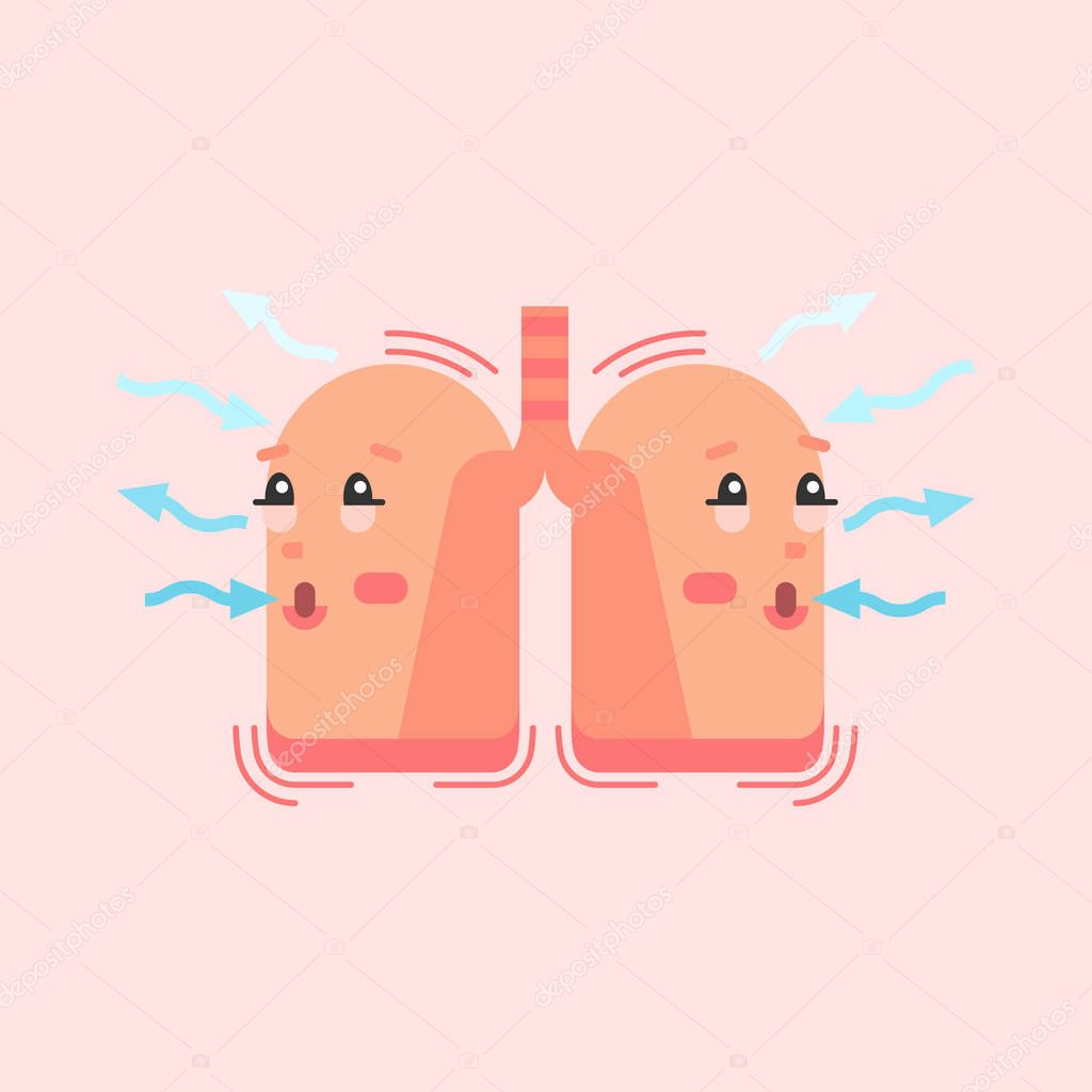 Carácter pulmonar respiratorio, ilustración vectorial conceptual ...