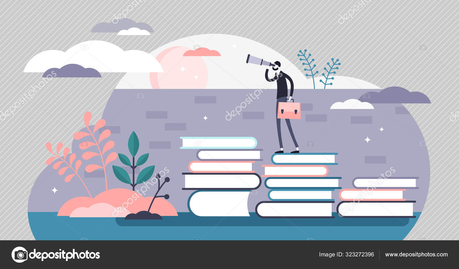 Knowledge vector illustration. Smart wisdom persons in flat tiny ...