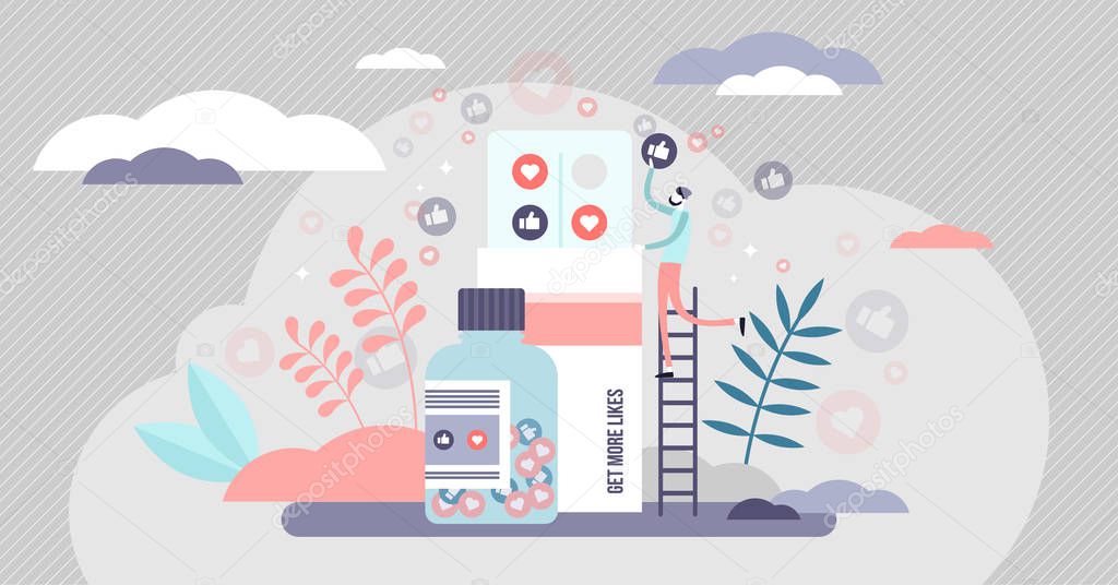 Como la ilustraci n del vector p ldora. Adicci n emocional en personas min sculas concepto. 2024