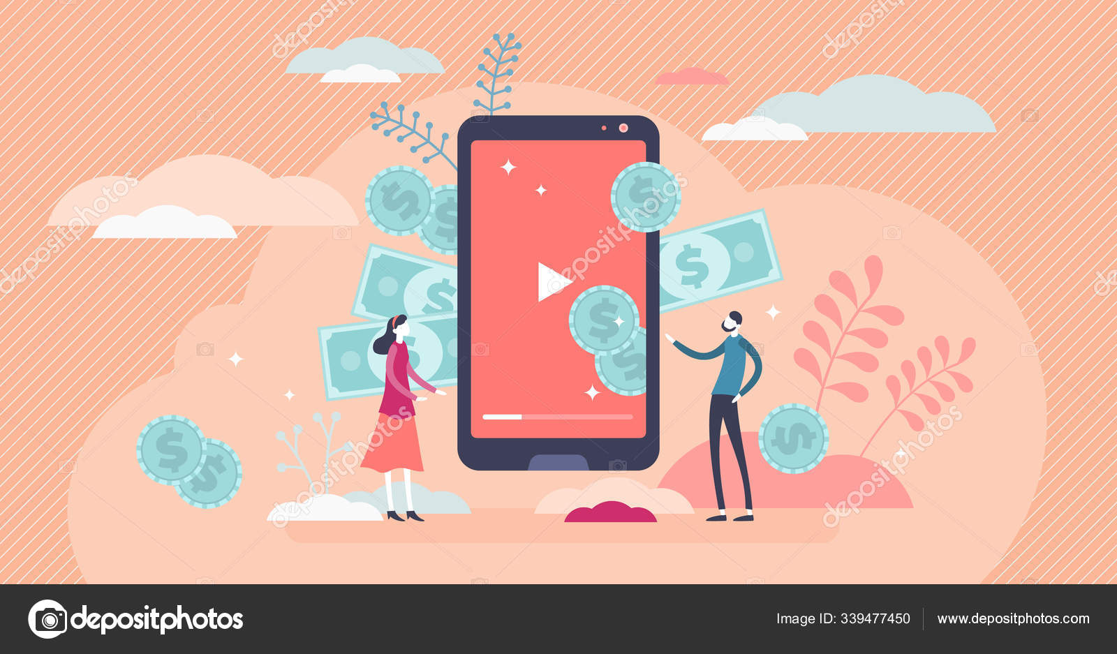 Video channel monetization concept Stock Vector Image by ©VectorMine ...