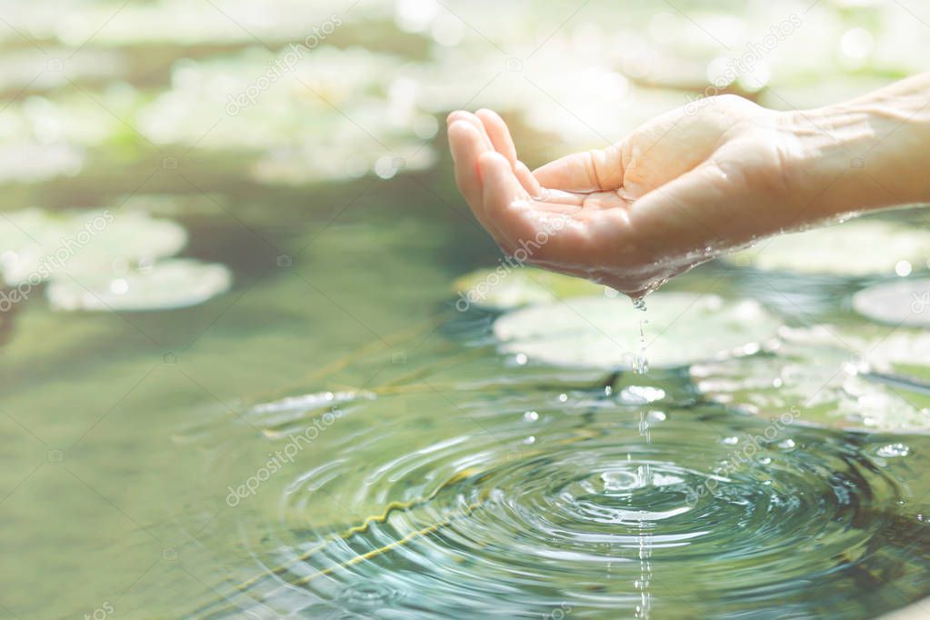 Magical contact between human hand and water Stock Photo by ©Cristina ...
