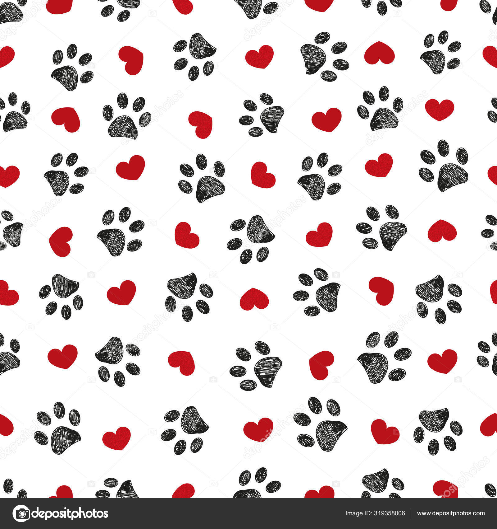 Red Paw Print Background