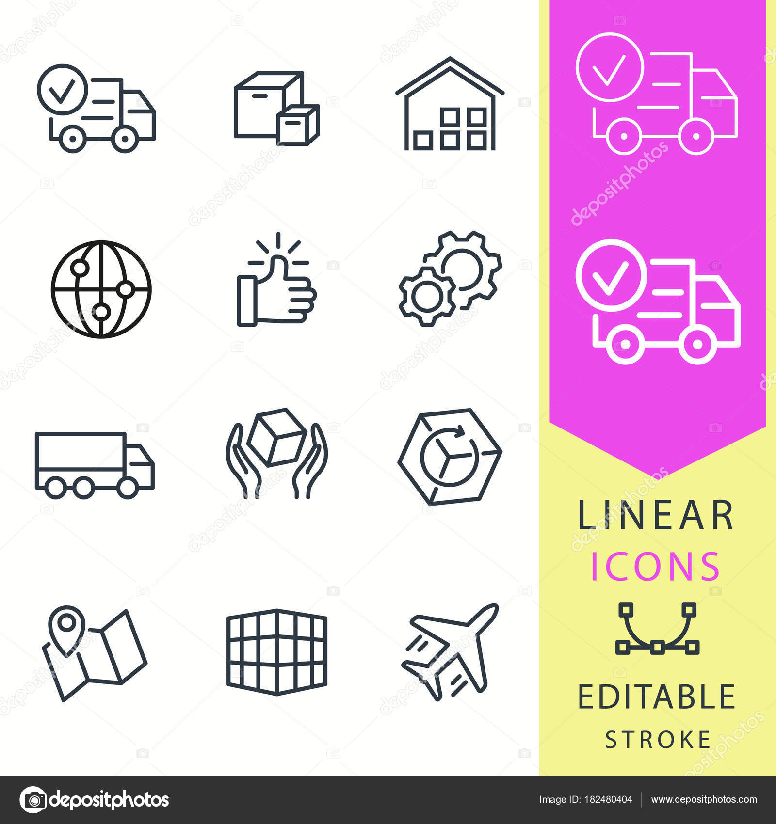 Logistics - line vector icon set. Editable stroke. Stock Vector Image ...