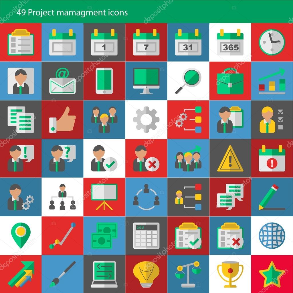 Set of 49 modern project management vector icons Stock Vector Image by ...