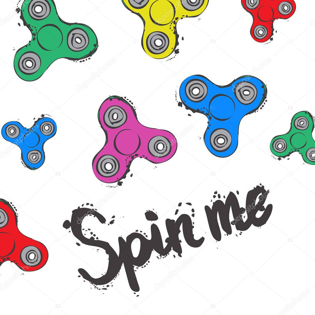 Fondo con texto fidget spinner mano letras caligrafía Vector de stock ...