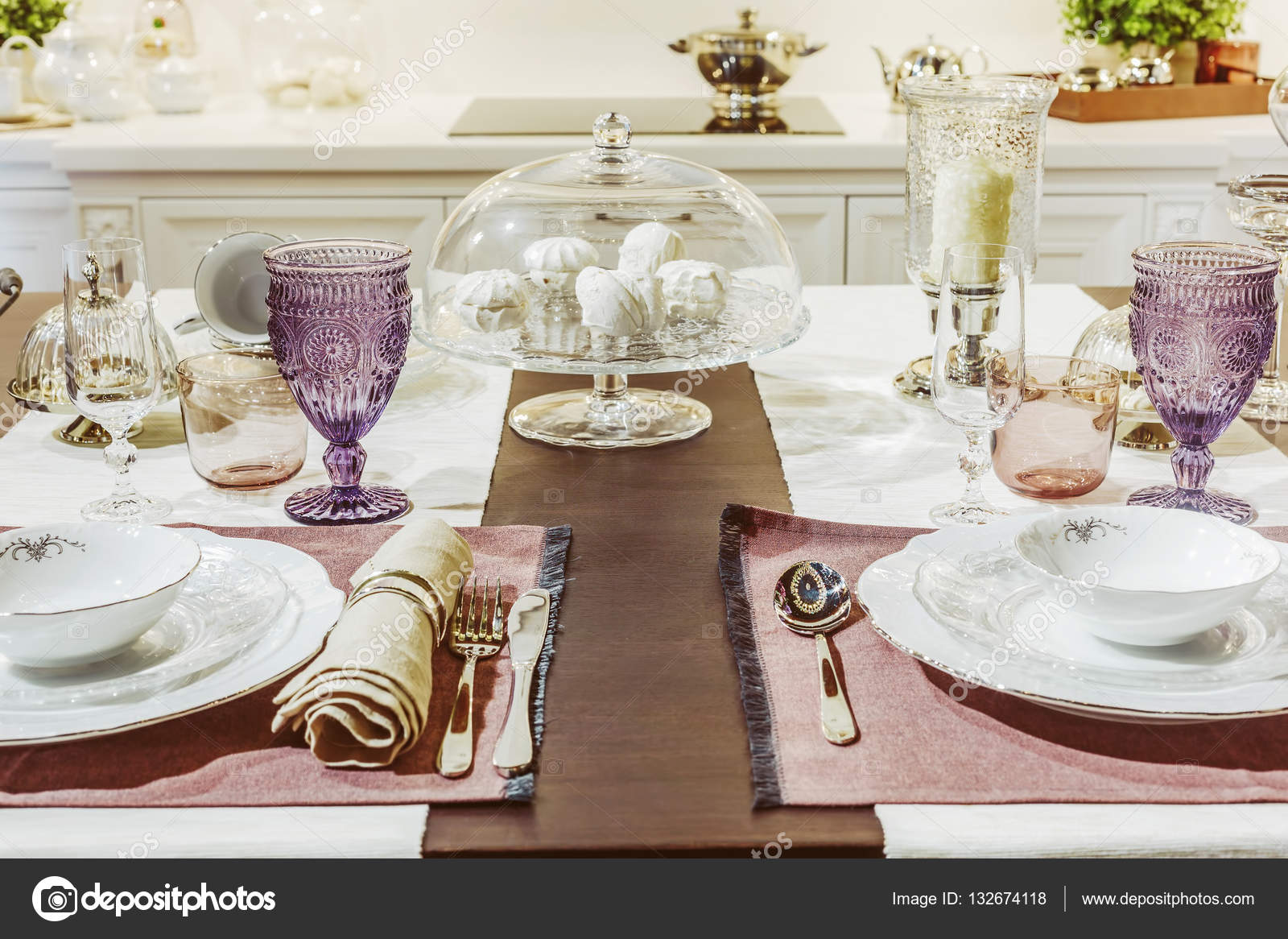 Luxury table setting Stock Photo by ©AnnaTamila 132674118 Luxury table setting Stock Photo by ©AnnaTamila 132674118