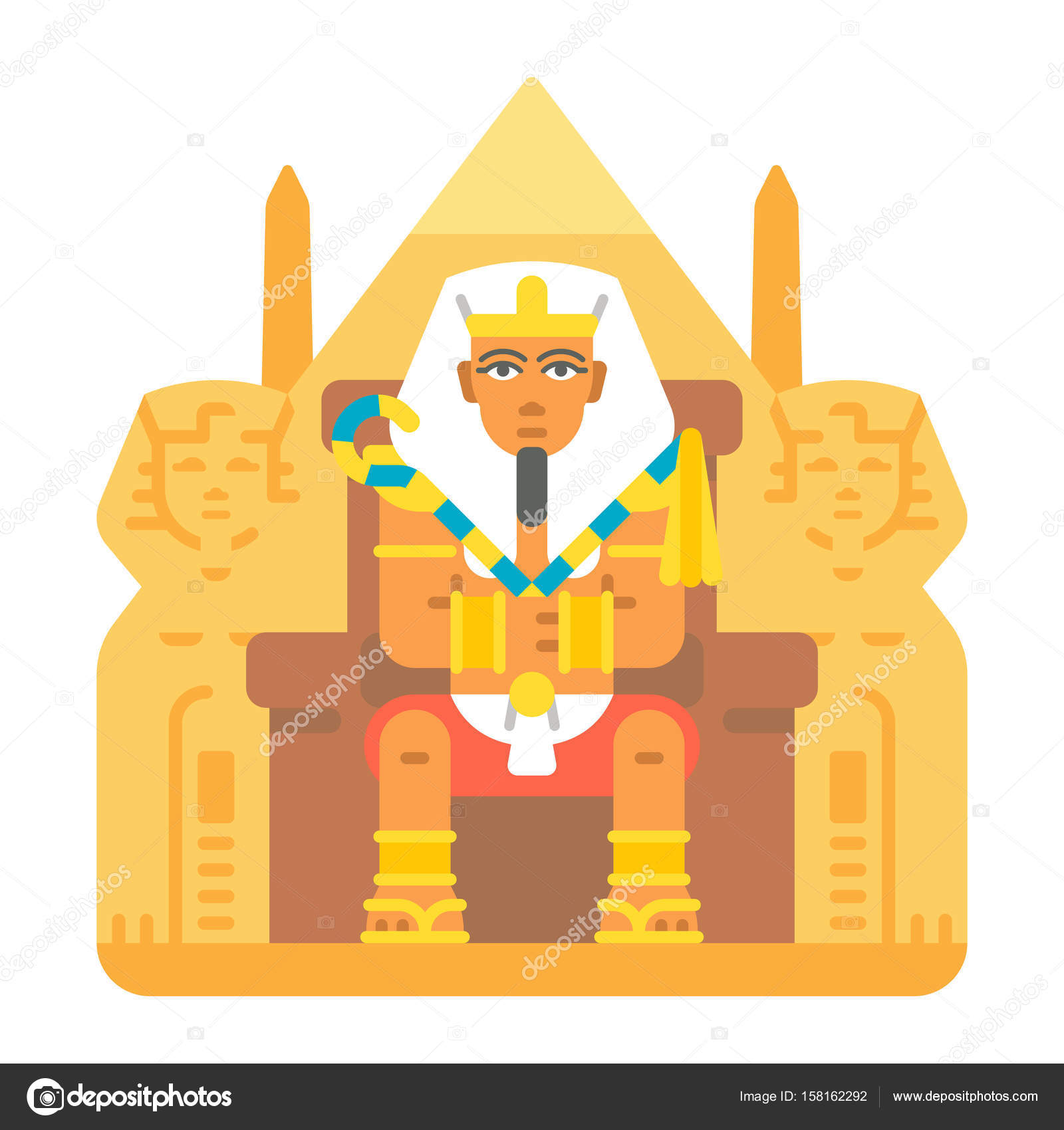 Faraón sentado en el trono diseño de dibujos animados Vector de stock ...