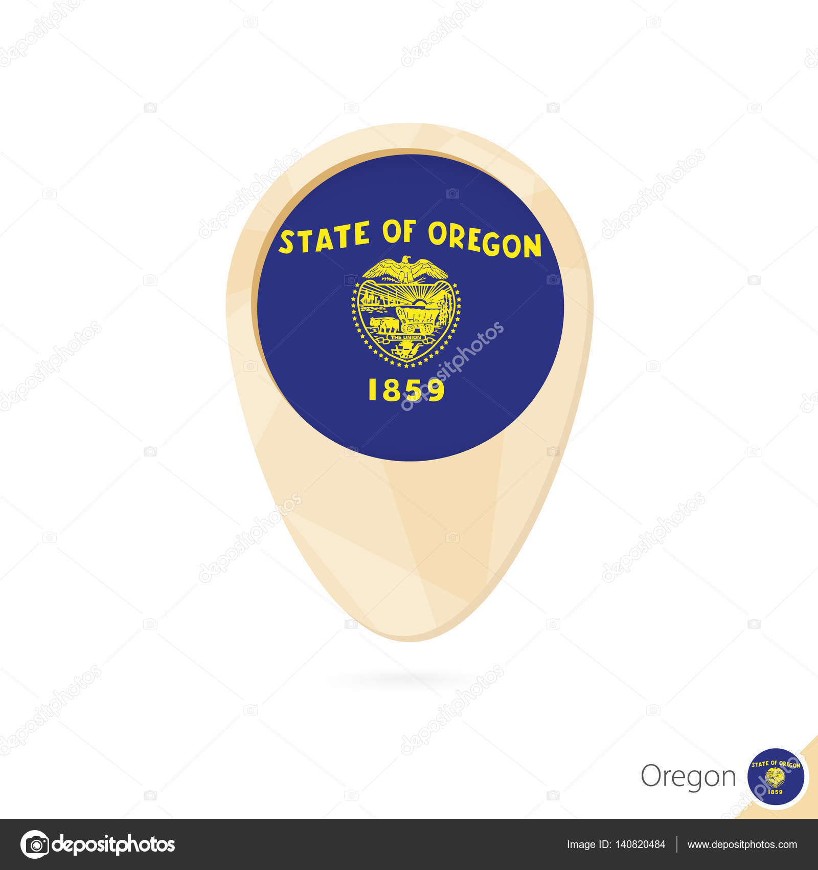 Map pointer with flag of Oregon. Orange abstract map icon. Stock Vector Image by ©boldg #140820484